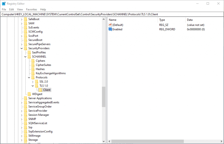 How to Disable TLS 1.0 in Windows 10