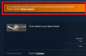 How to fix PayPal payment failing on Steam