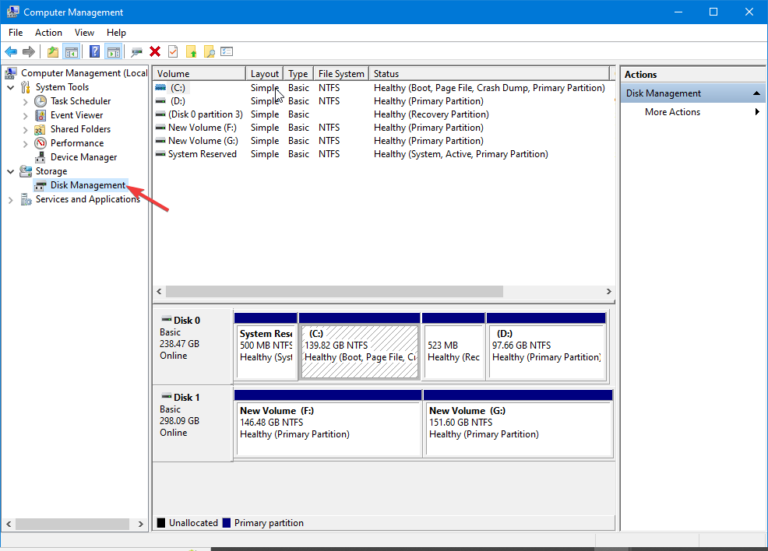 How to open Disk Management on Windows 10