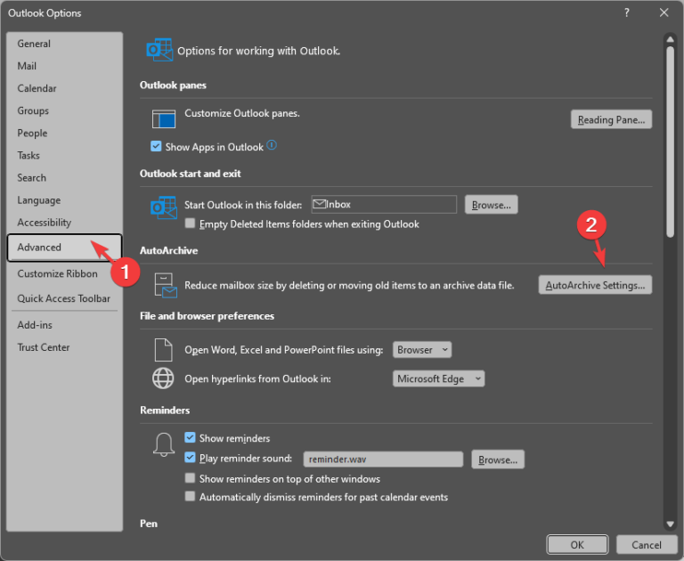 How to Fix the Outlook Autoarchive Settings Greyed Out