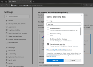 Microsoft Edge Settings redesign breaks Ctrl+Shift+Del shortcut